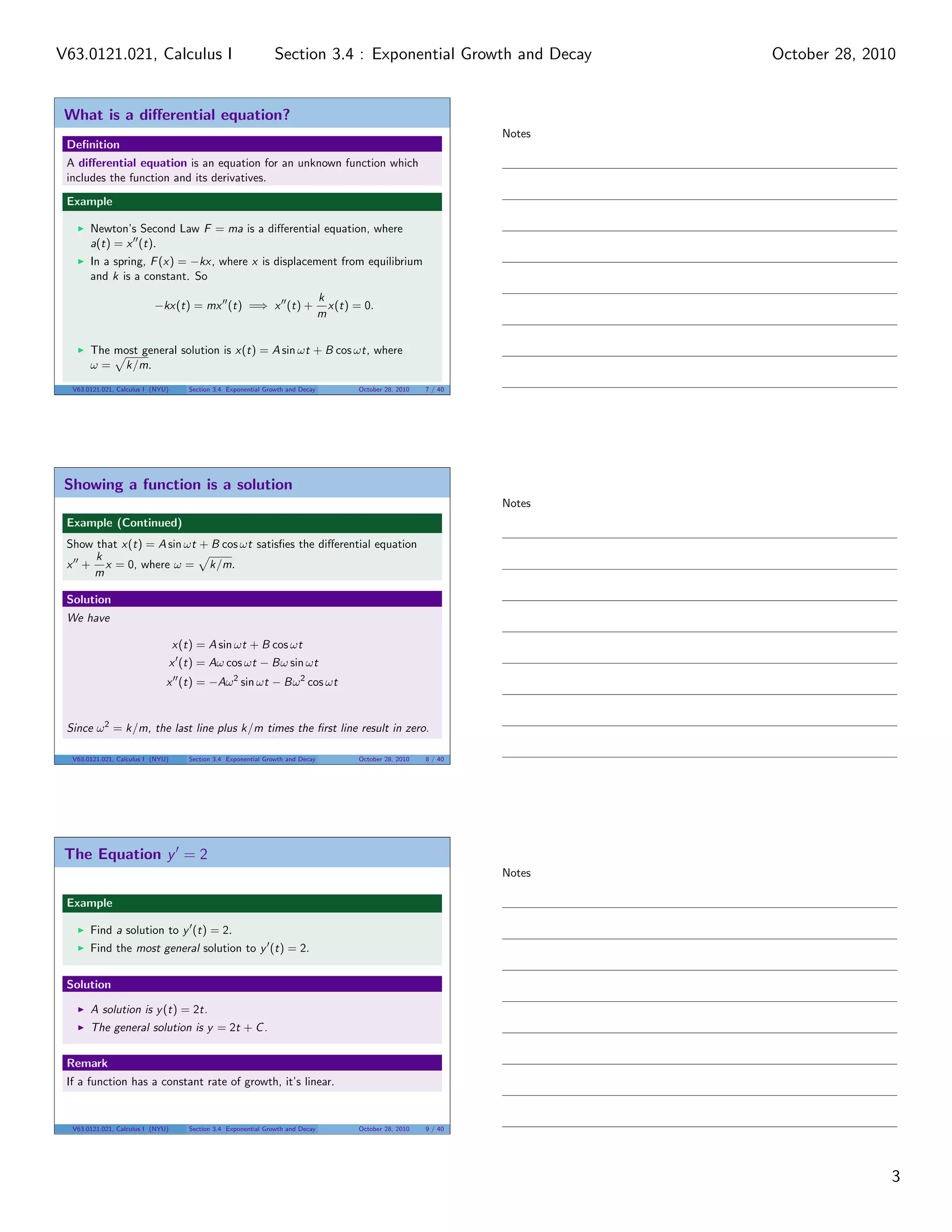 Lesson 15: Exponential Growth and Decay (Section 021 handout) | PDF