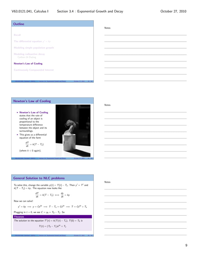 Lesson 15: Exponential Growth and Decay (Section 041 handout) | PDF ...