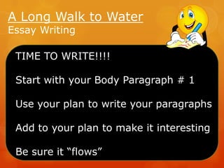 A Long Walk to Water: Lesson15 unit2 | PPT