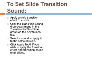 Lesson 15 using transitions | PPTX