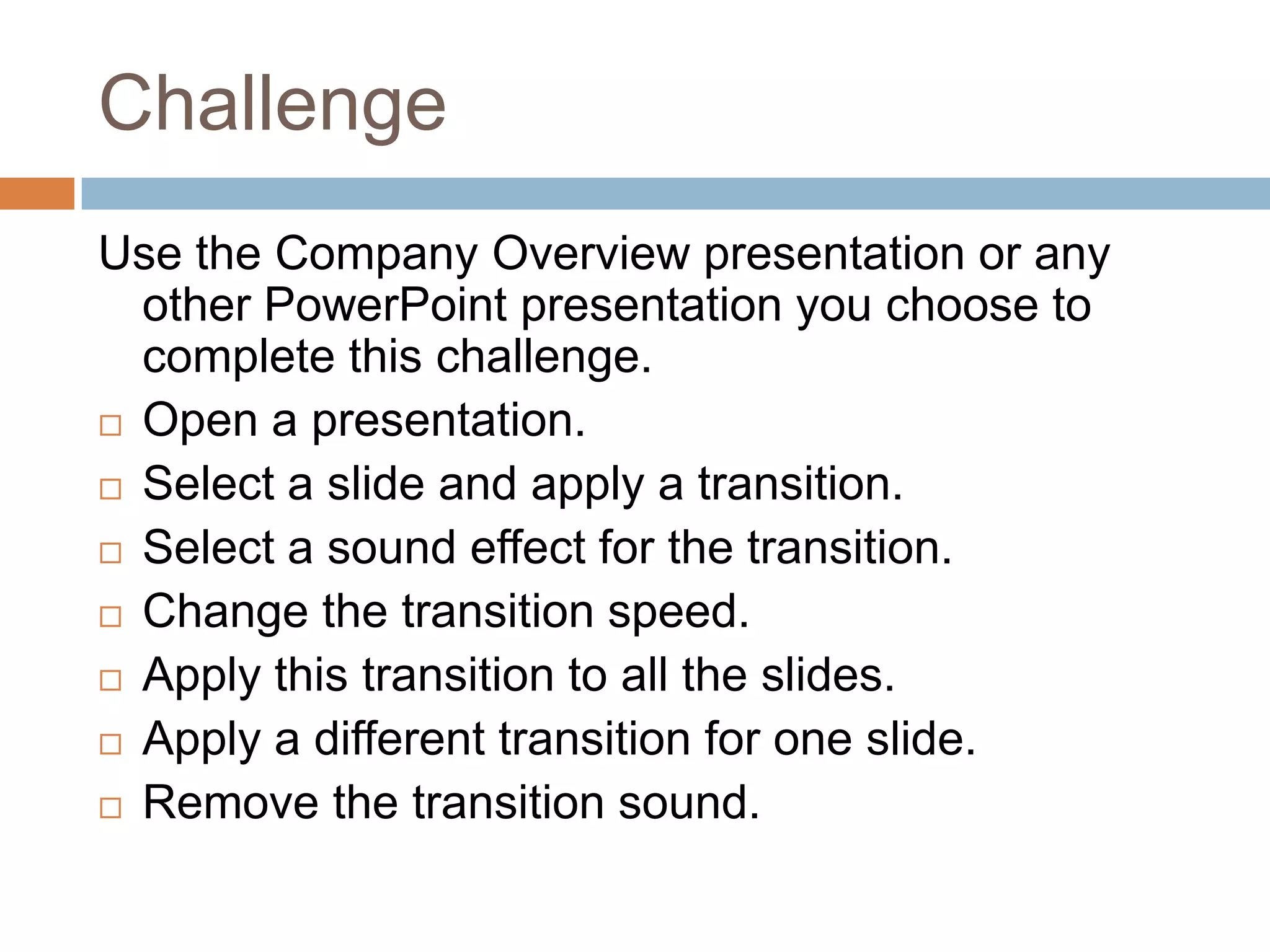 Lesson 15 using transitions | PPT