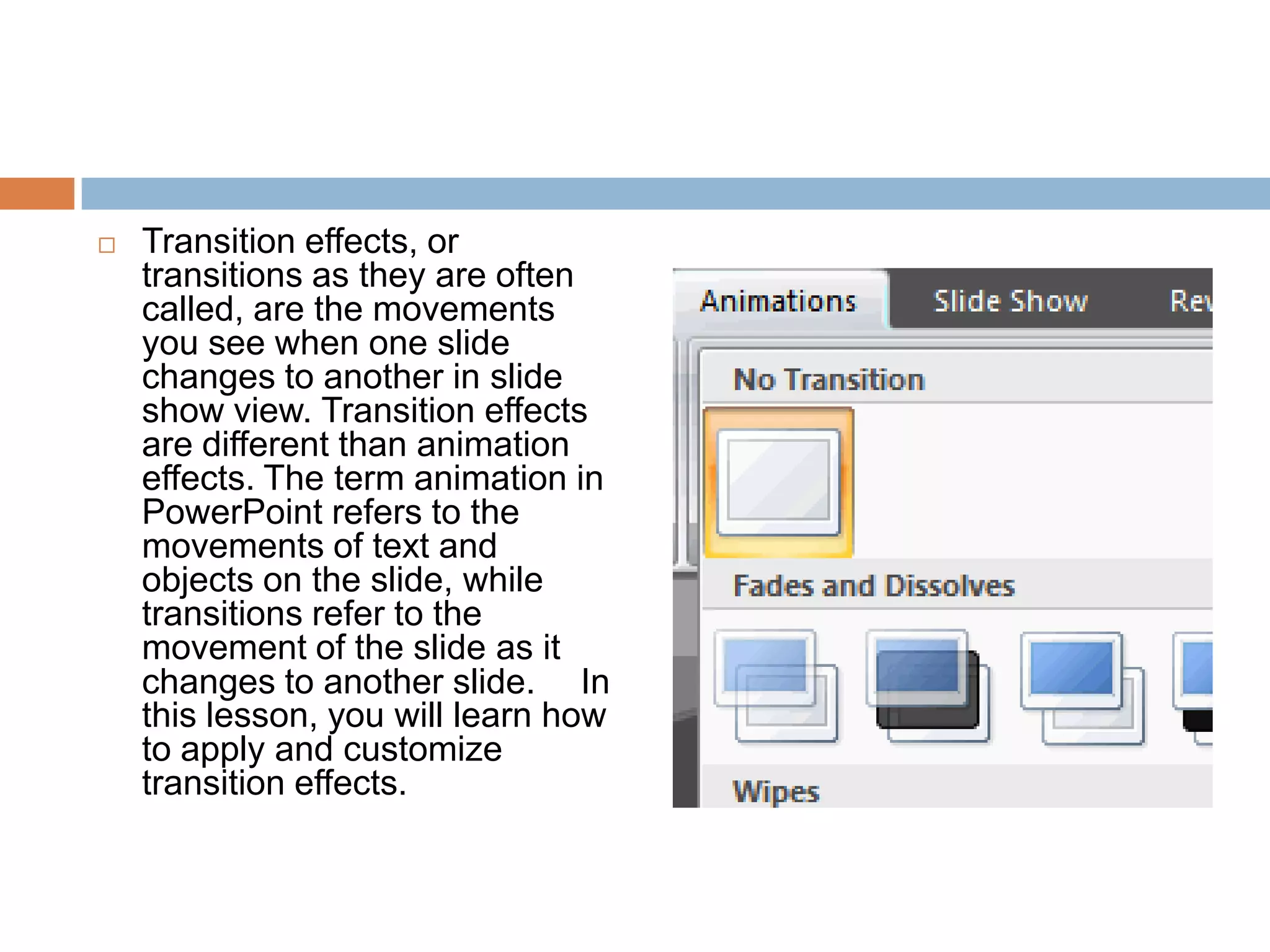 Lesson 15 using transitions | PPT