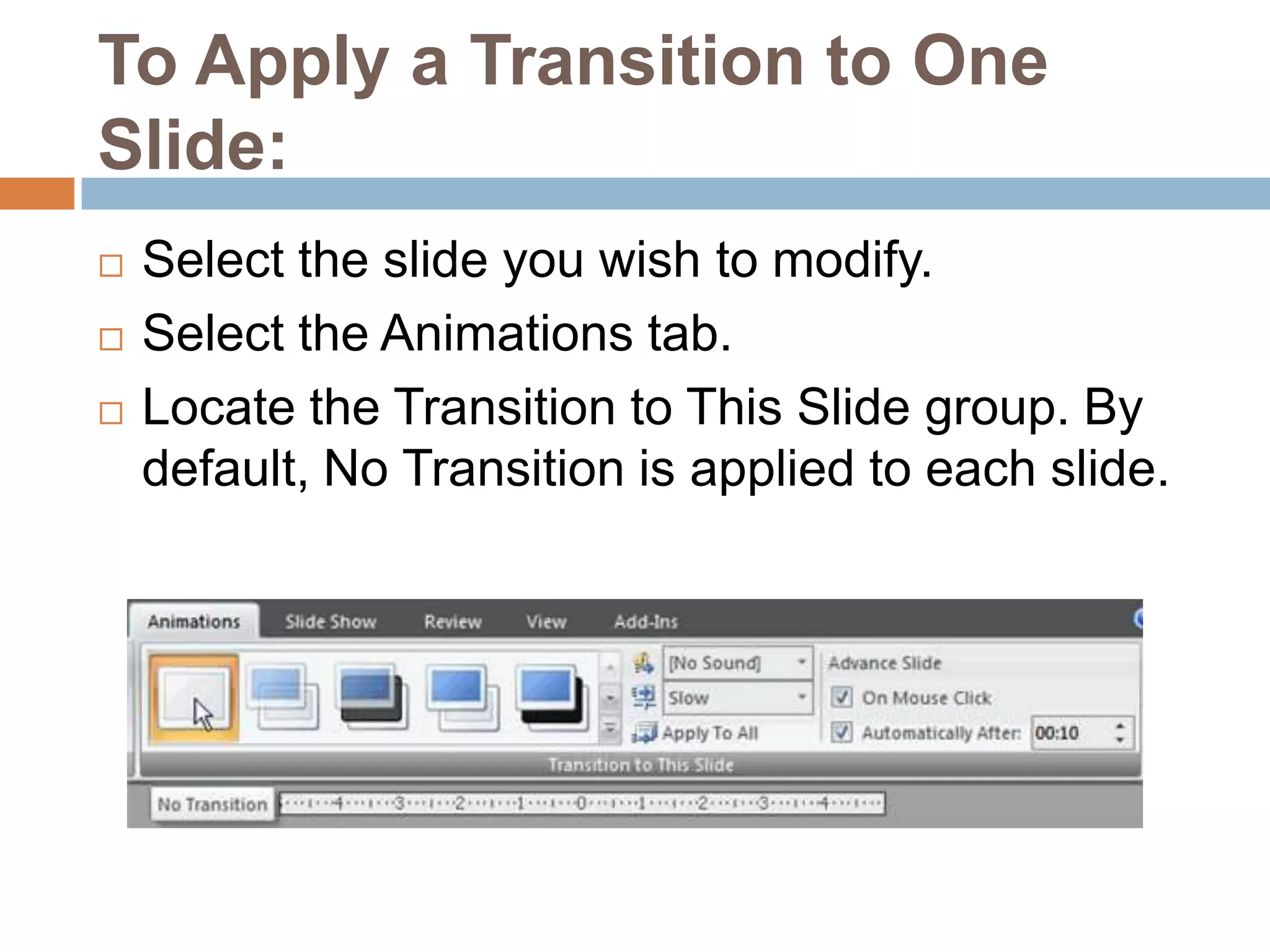 Lesson 15 using transitions | PPT