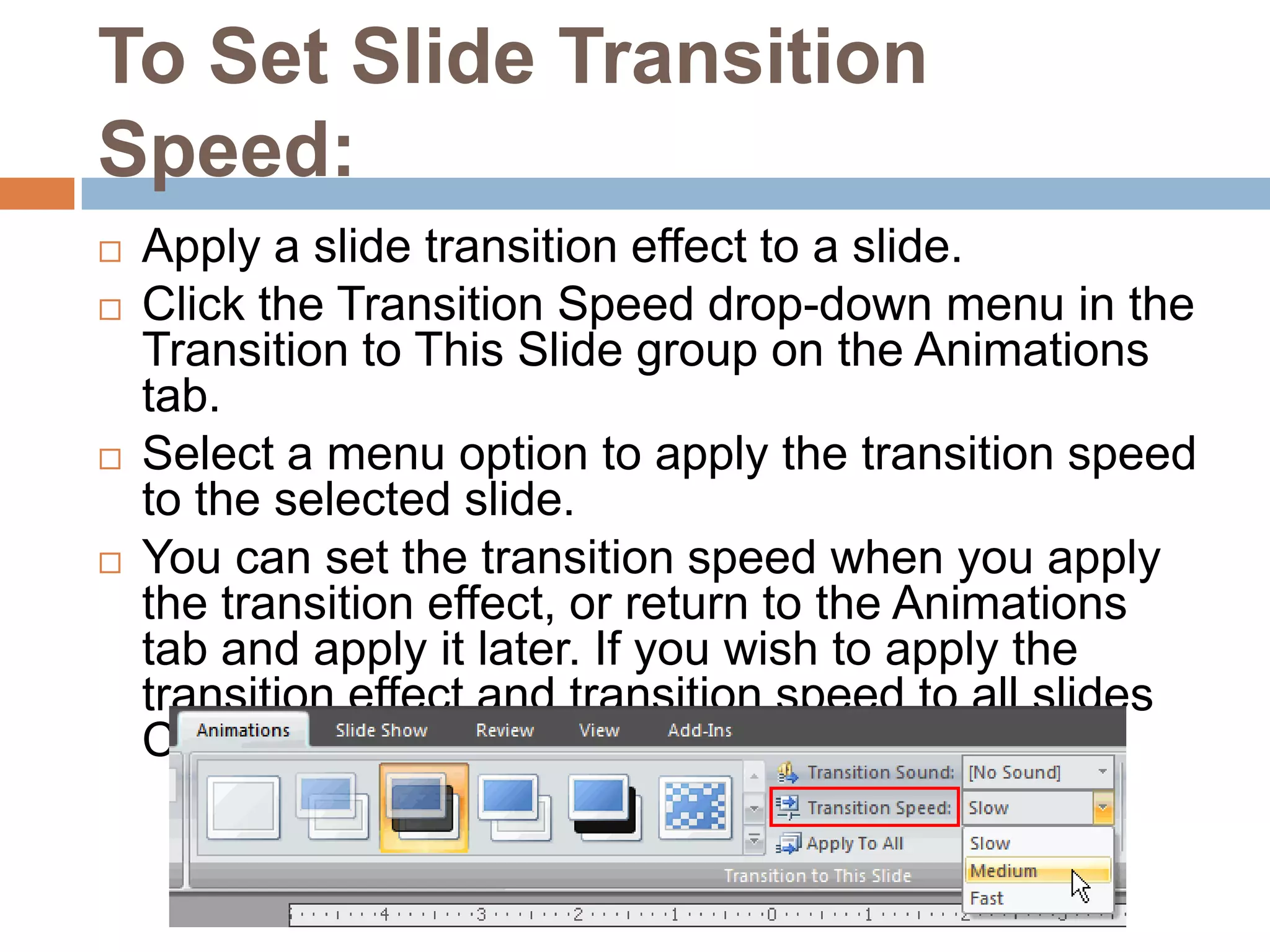 Lesson 15 using transitions | PPT