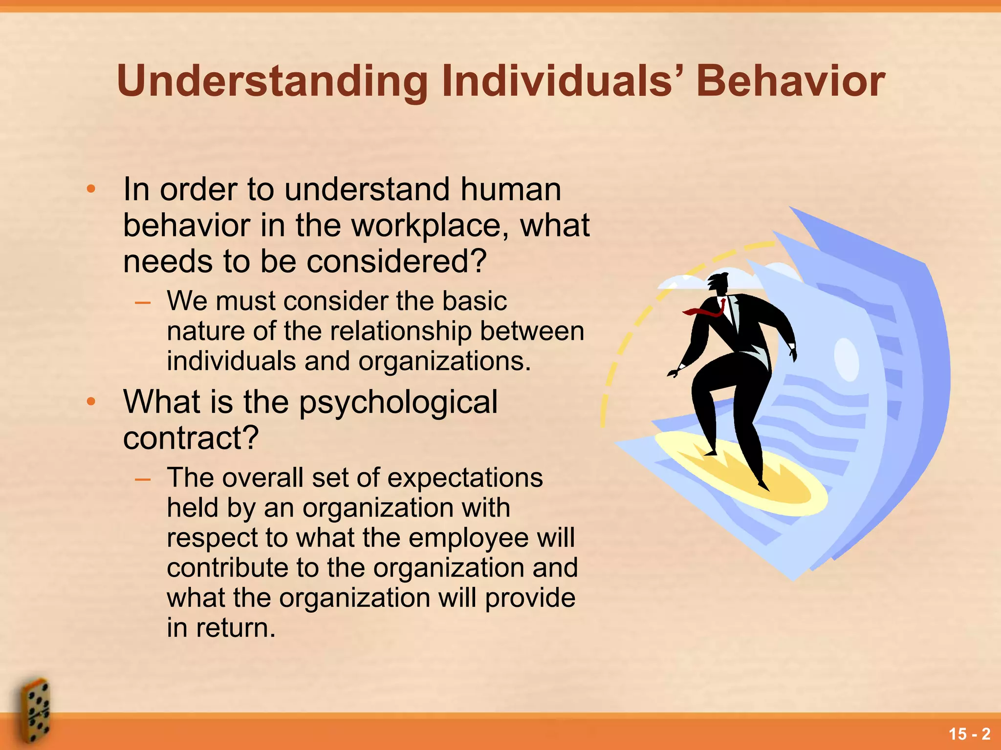 Lesson 15 Basic Elements of Individual Behavior in Organization | PPT