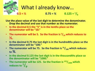 Lesson 15 - Fractions to Decimals - Rounding Repeaters - Decimals to ...