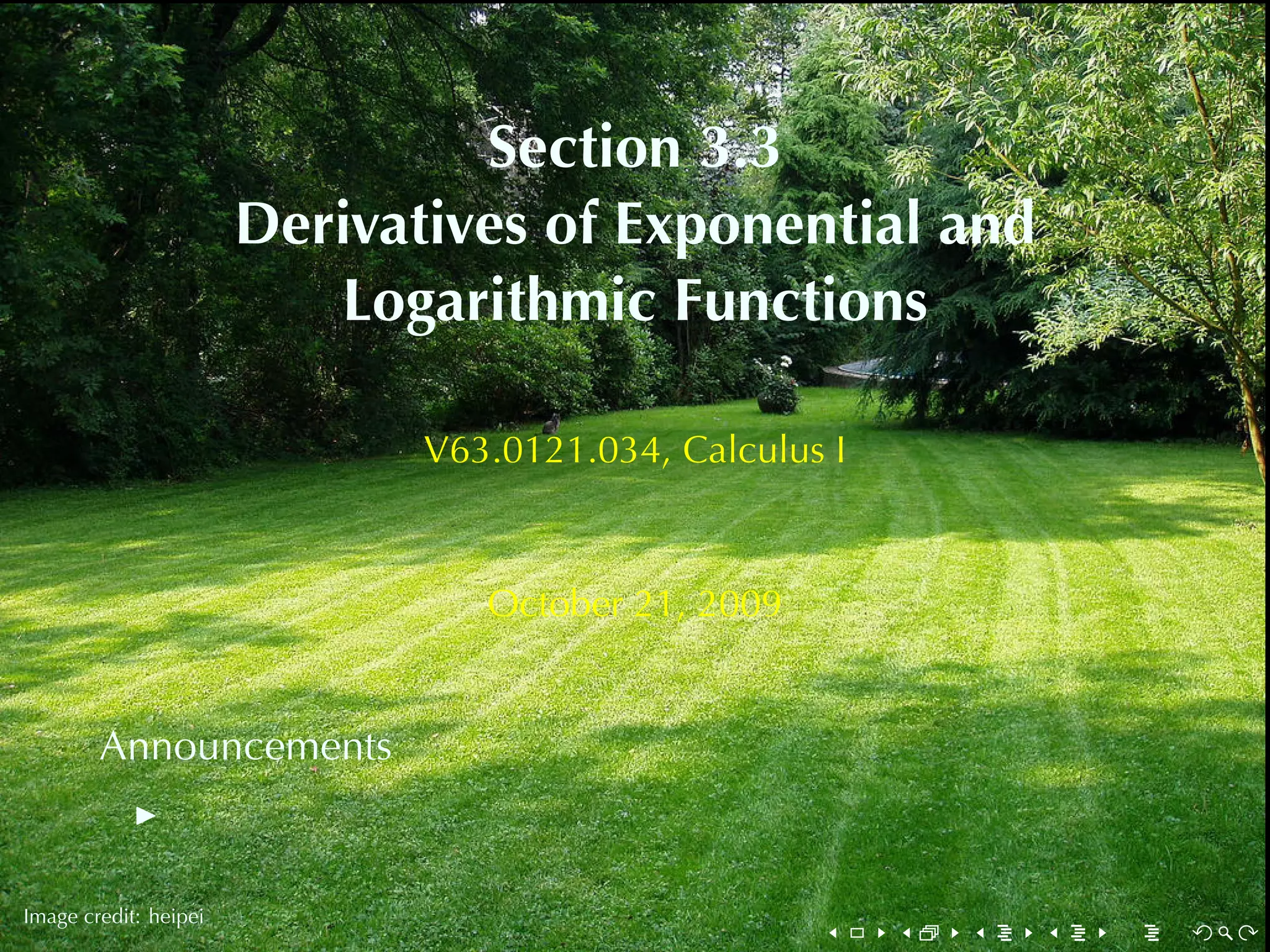 Lesson 16: Derivatives of Logarithmic and Exponential Functions | PDF
