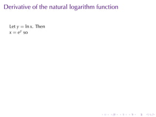 Lesson 16: Derivatives of Logarithmic and Exponential Functions | PPT