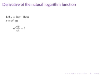 Lesson 16: Derivatives of Logarithmic and Exponential Functions | PPT