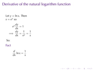 Lesson 16: Derivatives of Logarithmic and Exponential Functions | PPT