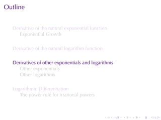 Lesson 16: Derivatives of Logarithmic and Exponential Functions | PPT