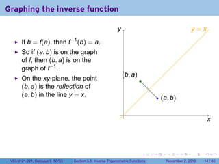 Lesson 16: Inverse Trigonometric Functions (Section 021 slides) | PDF
