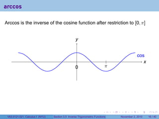 Lesson 16: Inverse Trigonometric Functions (Section 021 slides) | PDF