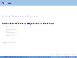 Lesson 16: Inverse Trigonometric Functions (Section 021 slides) | PDF