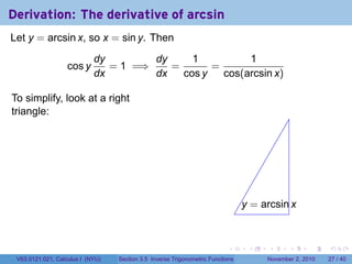 Lesson 16: Inverse Trigonometric Functions (Section 021 slides) | PDF