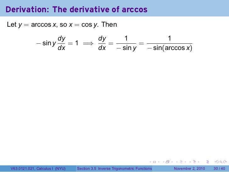 Lesson 16: Inverse Trigonometric Functions (Section 021 slides)
