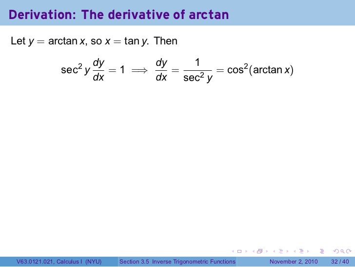 Lesson 16: Inverse Trigonometric Functions (Section 021 slides)