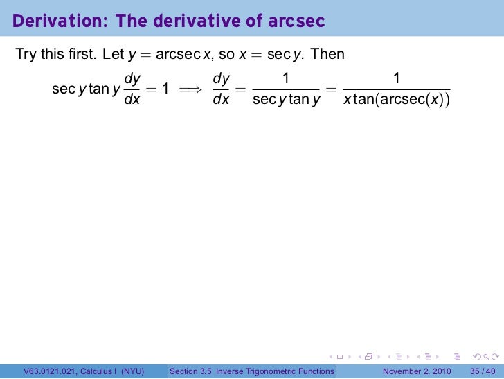 Lesson 16: Inverse Trigonometric Functions (Section 021 slides)