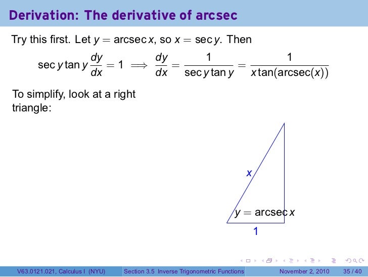 Lesson 16: Inverse Trigonometric Functions (Section 021 slides)
