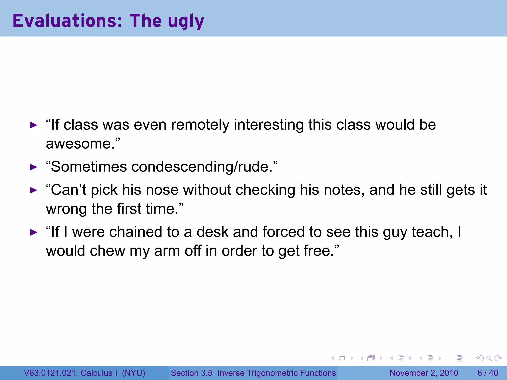 Lesson 16: Inverse Trigonometric Functions (Section 021 slides) | PDF