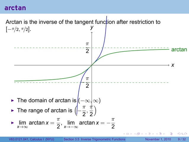 Lesson 16: Inverse Trigonometric Functions (Section 041 slides) | PDF ...