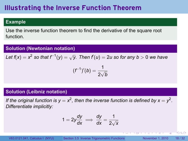 Lesson 16: Inverse Trigonometric Functions (Section 041 slides) | PDF ...
