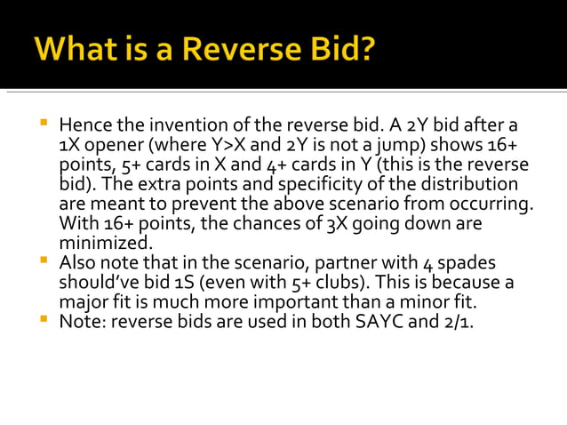 Lesson 16 Reverse Bids | PPT | Card Games | Games and Puzzles