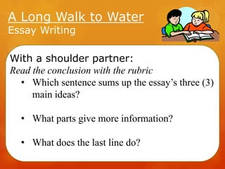 A Long Walk to Water: Lesson16 unit2 | PPT