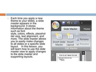 Lesson16 using the slide master | PPT