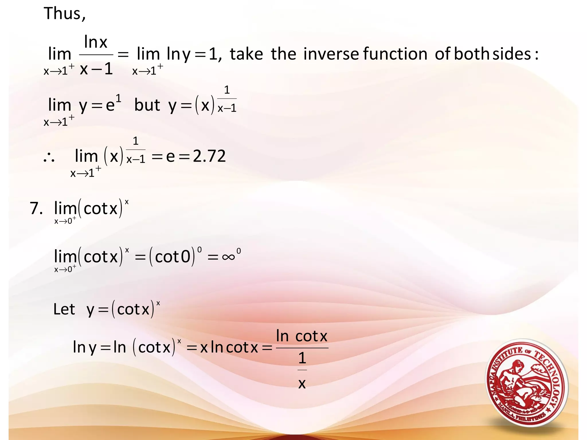 Lesson 16 indeterminate forms (l'hopital's rule) | PPT