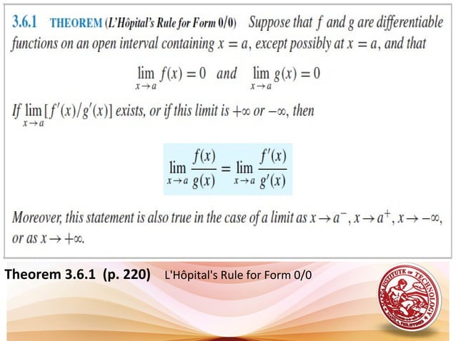 Lesson 16 indeterminate forms (l'hopital's rule) | PPT