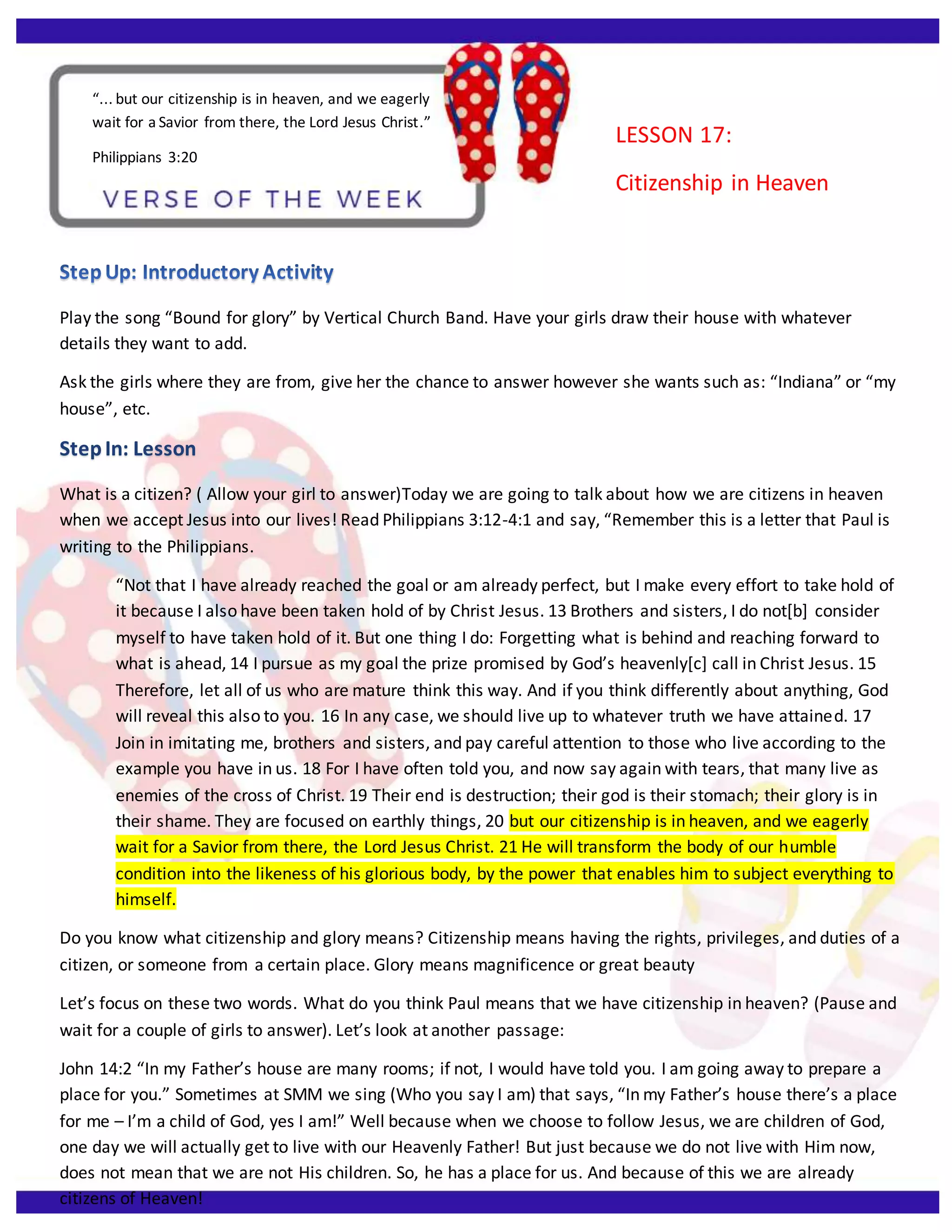 Lesson 17 citizenship in heaven (1) | DOCX