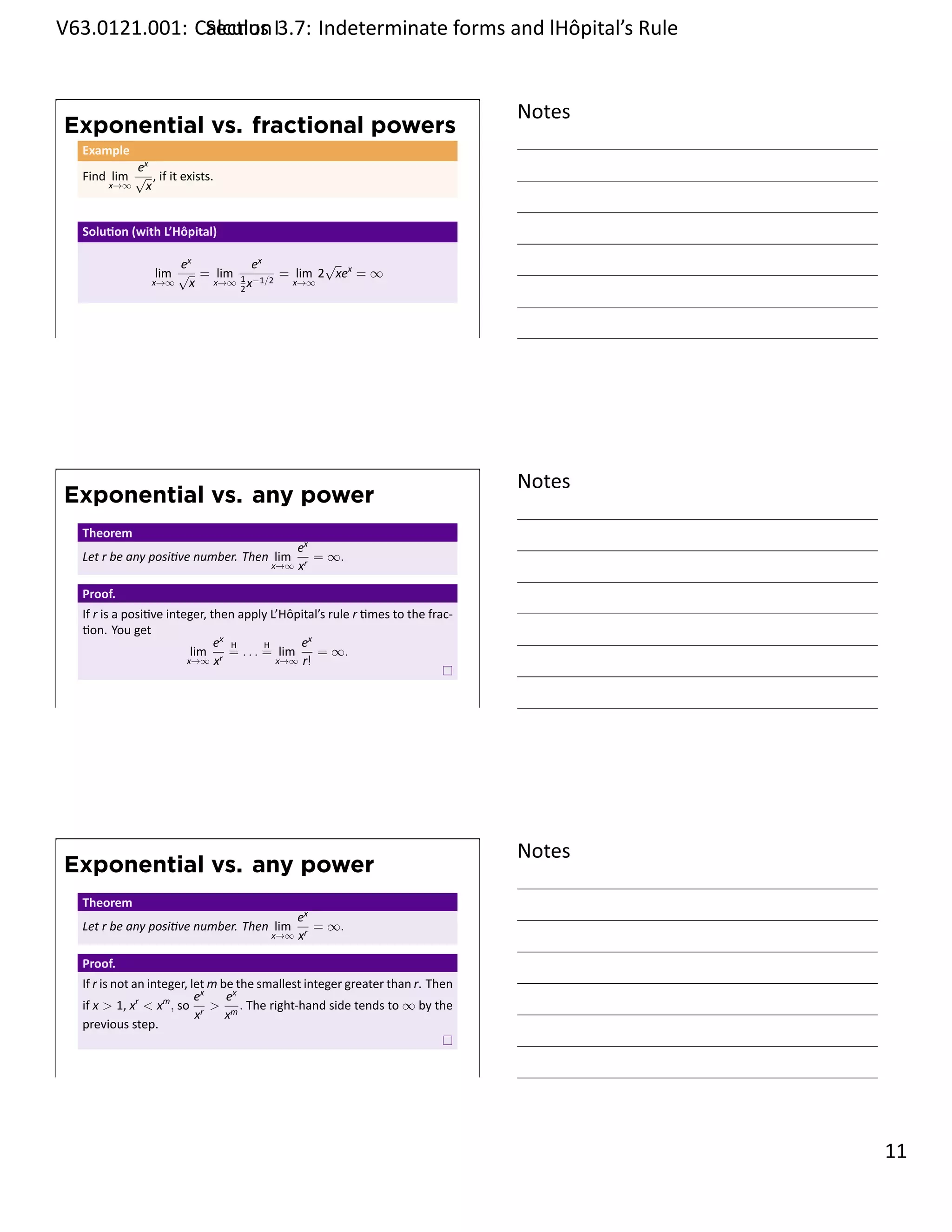 Lesson 17: Indeterminate forms and l'Hôpital's Rule (handout) | PDF