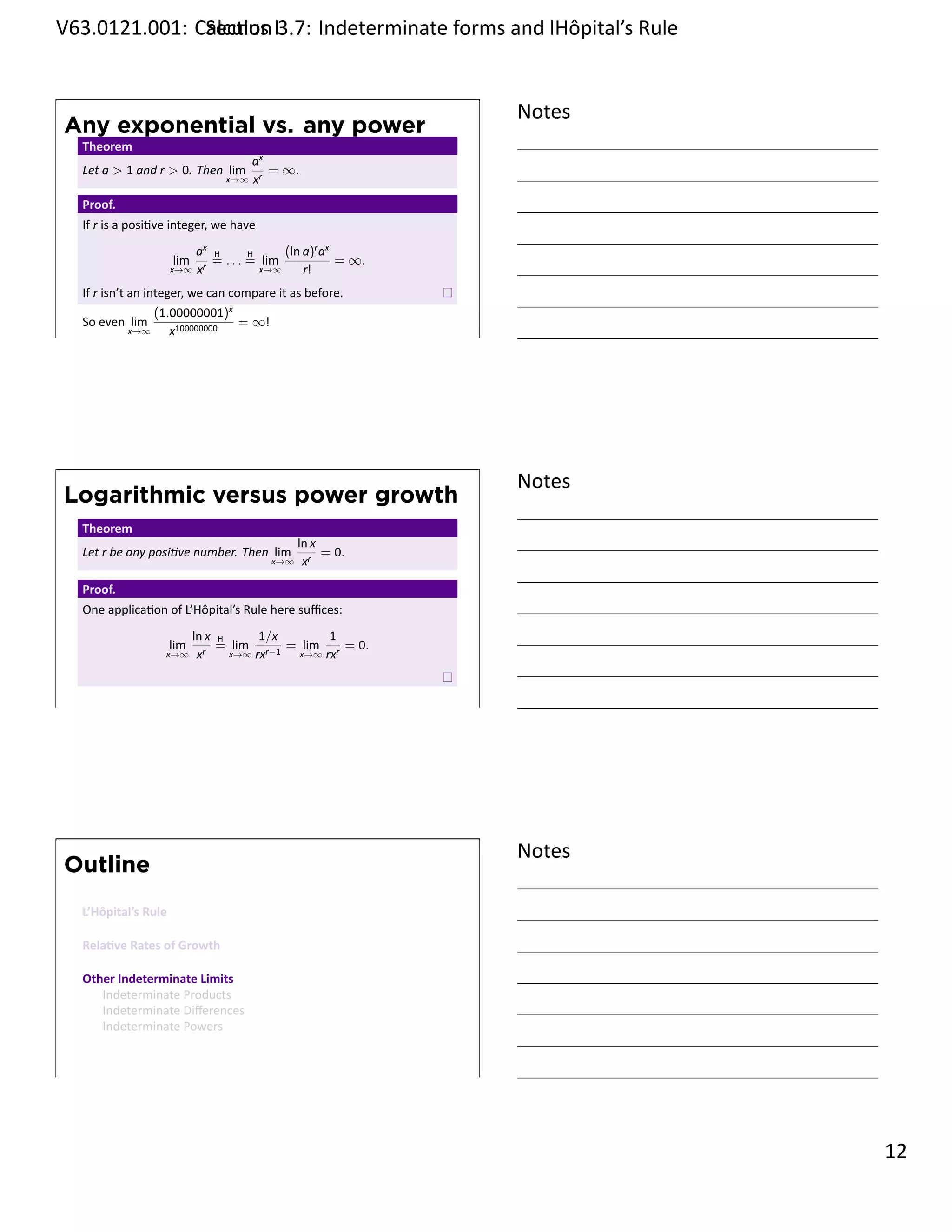 Lesson 17: Indeterminate forms and l'Hôpital's Rule (handout) | PDF