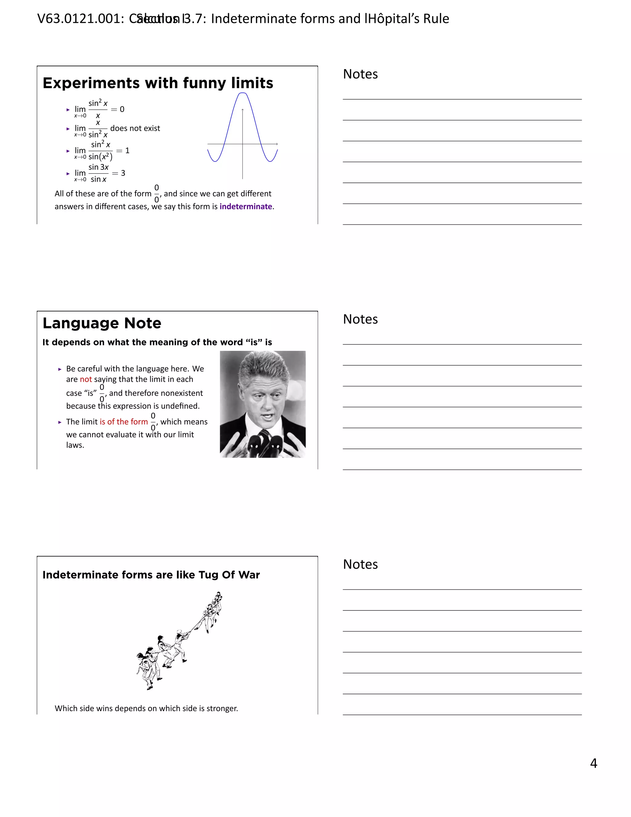 Lesson 17: Indeterminate forms and l'Hôpital's Rule (handout) | PDF