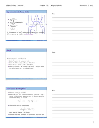 Lesson 17: Indeterminate Forms and L'Hopital's Rule (Section 041 ...