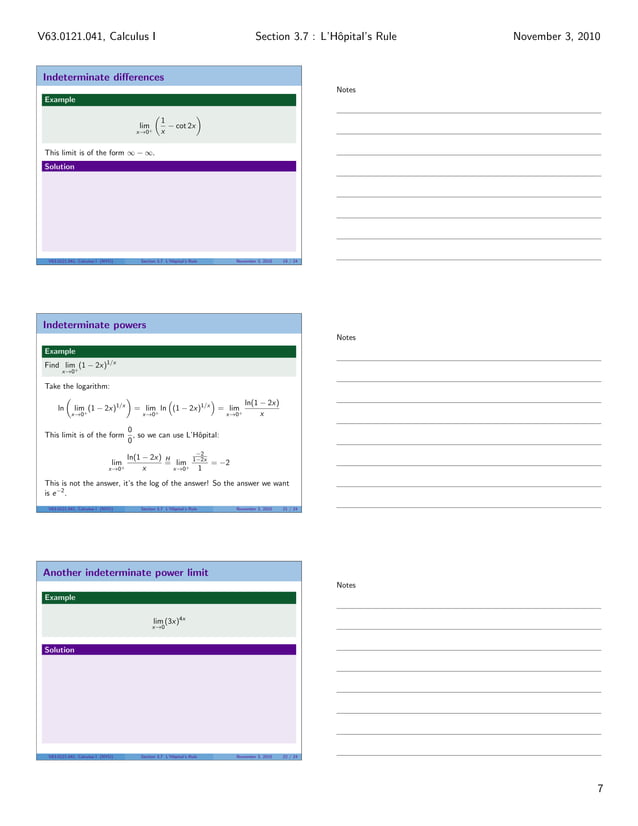 Lesson 17: Indeterminate Forms and L'Hopital's Rule (Section 041 ...