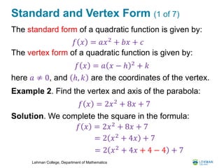 Lesson 17: Quadratic Functions | PPTX