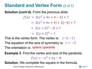 Lesson 17: Quadratic Functions | PPTX