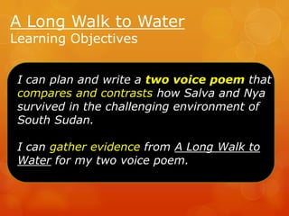 A Long Walk to Water: Lesson17 unit2 | PPTX