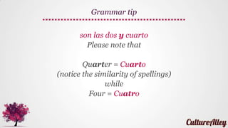 Basic Spanish | Lesson 17 | Asking and telling time in Spanish! | PPTX
