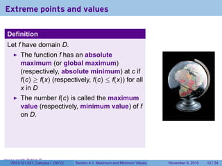 Lesson 18: Maximum and Minimum Values (Section 021 slides) | PDF