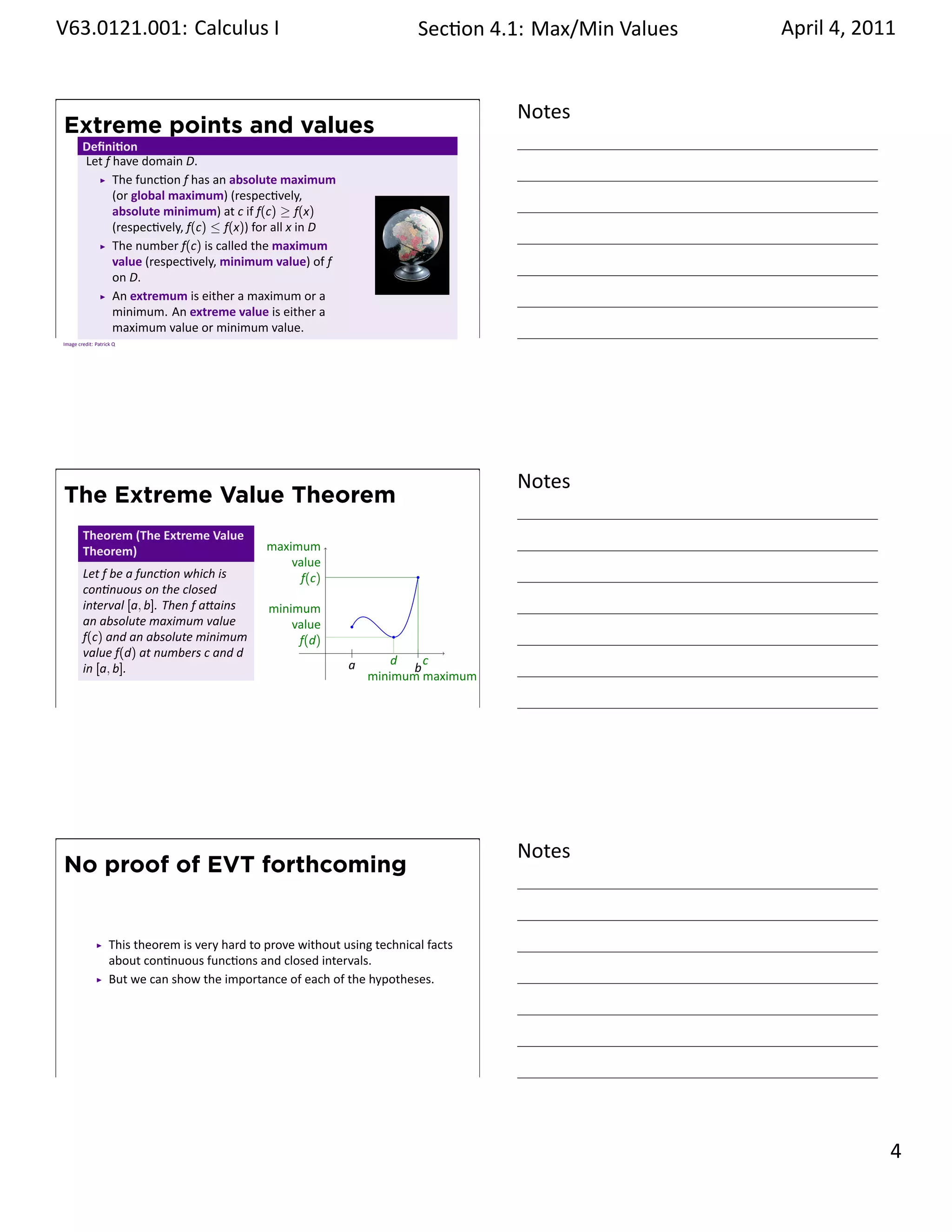 Lesson 18: Maximum and Minimum Values (handout) | PDF | Physics | Science
