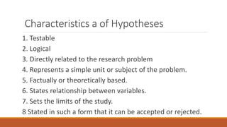 Lesson 18 listing research hypotheses | PPTX