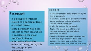 Lesson 19 - Identifying Topics, Main Ideas and Supporting Details | PPTX