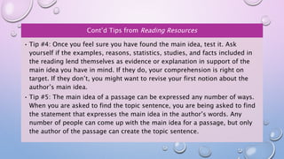 Lesson 19 - Identifying Topics, Main Ideas and Supporting Details | PPTX