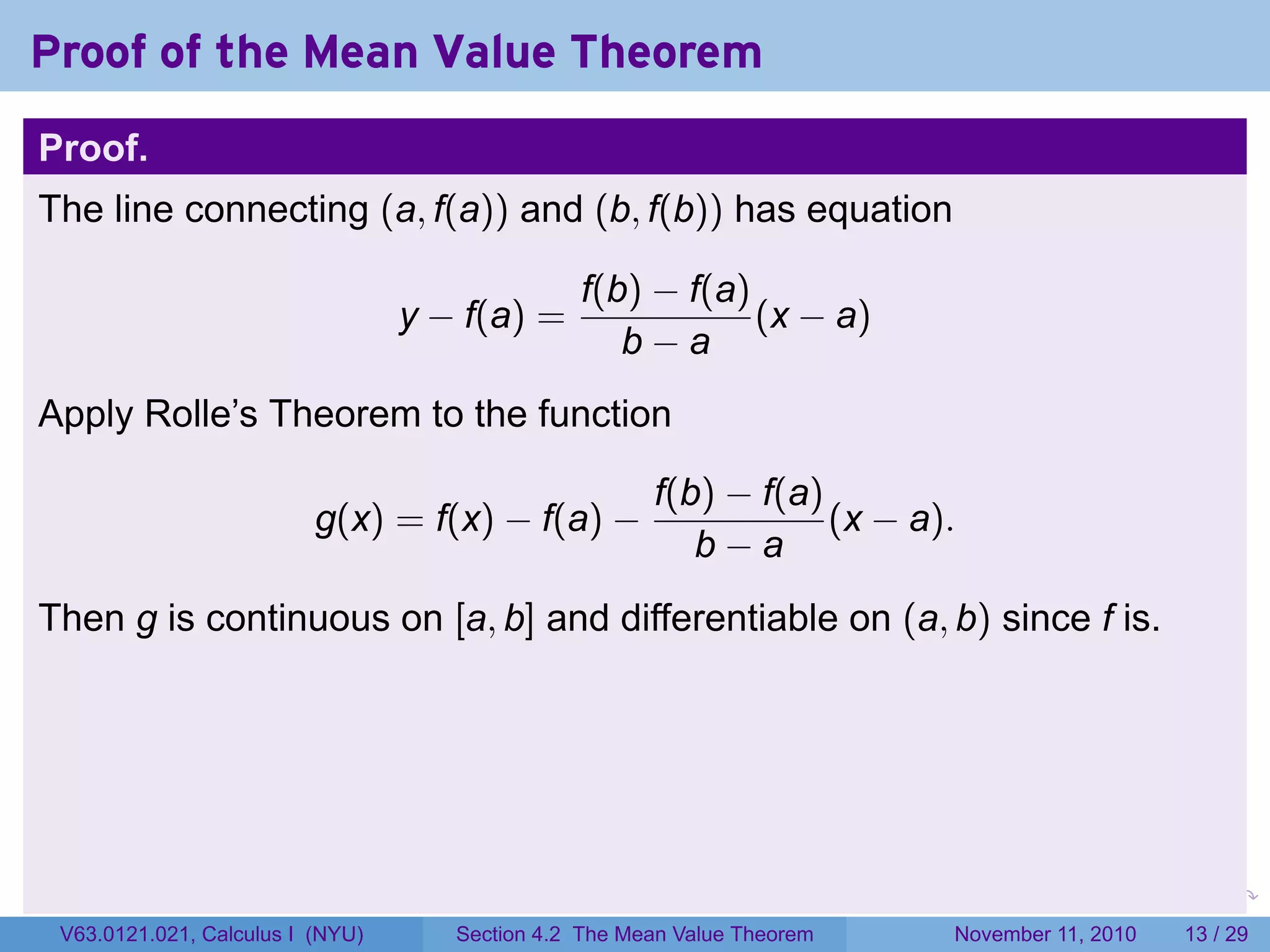 Lesson 19: The Mean Value Theorem (Section 021 slides) | PDF