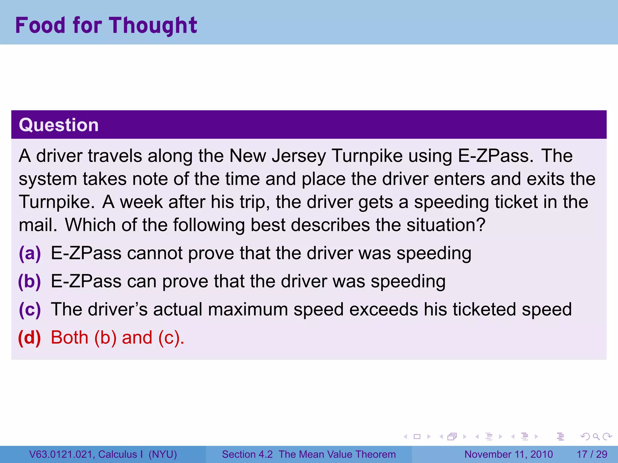 Lesson 19: The Mean Value Theorem (Section 021 slides) | PDF