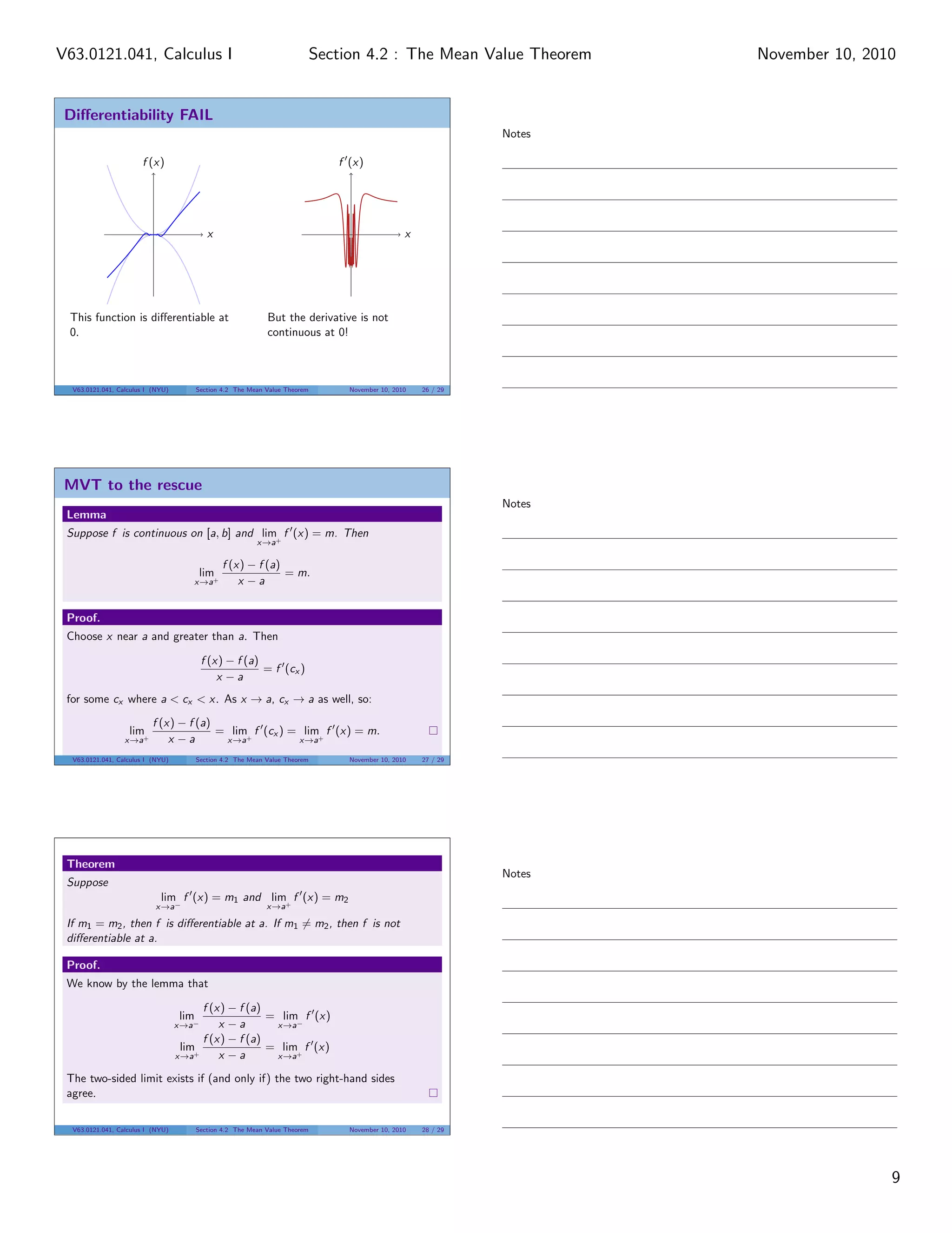 Lesson 19: The Mean Value Theorem (Section 041 handout) | PDF