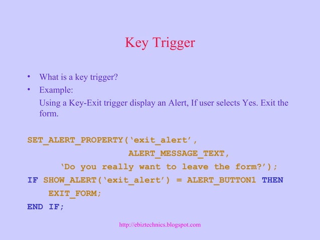 Oracle Forms- key triggers | PPT